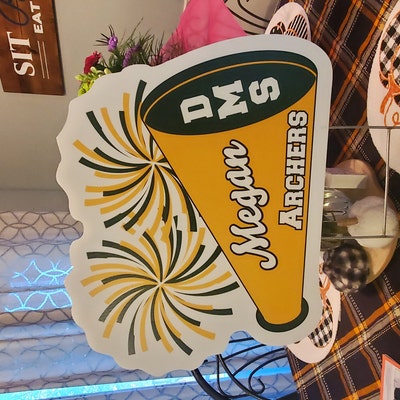 Cheerleader Megaphone Yard Signs Personalized With Team and Name - Etsy
