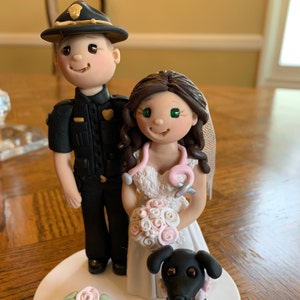 Wedding Cake Topper, Fireman and Nurse, Firefighter, Polymer Clay ...
