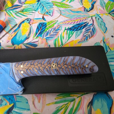 3D Printed Knife Scale Design in Blaze Orange and Lime Green - Etsy