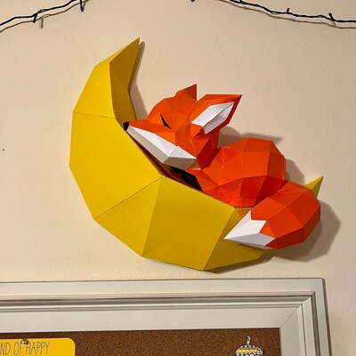 Fox Moon Papercraft PDF, SVG Template for Creating 3D Fox From Paper ...