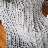 CROCHET PATTERN & VIDEO/ Chunky Cabin Throw, Jumbo Blanket Yarn Pattern ...