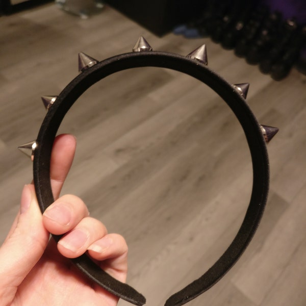 Spiked Black Headband, Gothic Crown Hair Accessory, Grunge Punk Studded ...