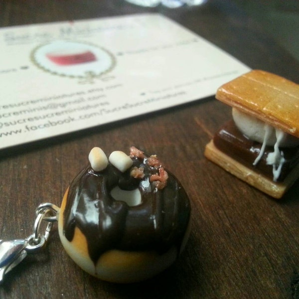 Smore Campfire Sandwich Charm, Miniature Food Jewelry, Polymer Clay S ...