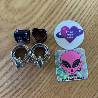 Power Amethyst Ear Weights Silver Steel Crystal Hangers Pair Ear Plugs ...