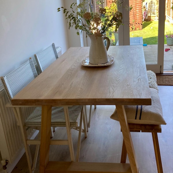 Solid Oak Wood Table Top 2,5m With X Oak Legs - Etsy