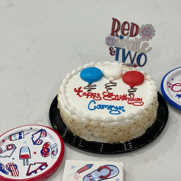 Red White and Two Birthday Cake Topper Red White and Two 4th of July ...