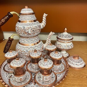 Turkish Copper Coffee Set, Coffee Set for 2 People, Coffee Cup Set ...