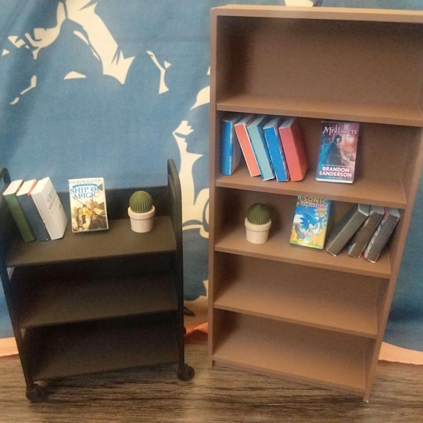 1/6 Scale 3 Shelf Mini Library Cart/ Mini Brands Books / Mini Books ...