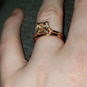 Solid Rose Gold Wedding Ring 14K /10K Gold Thin Rectangle - Etsy