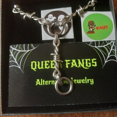 Barbed Wire O Ring Rosary Necklace Stainless Steel Gothic, Queer Fangs ...