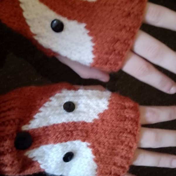 Handknitted Reindeer/fawn Fingerless Mittens/gloves - Brown - Etsy