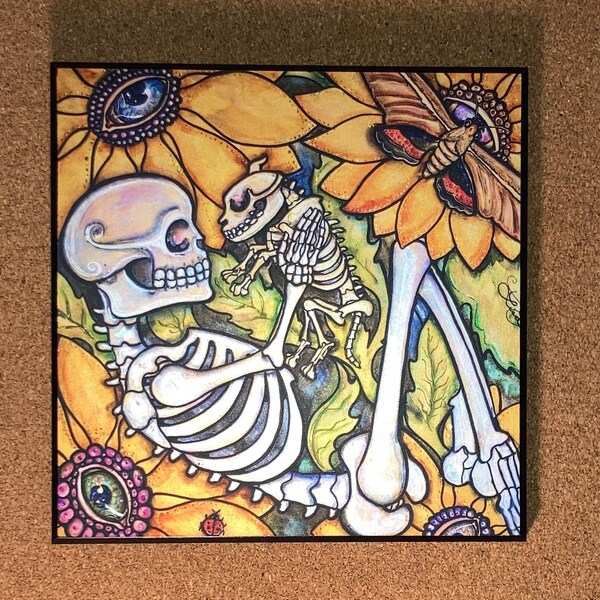 Eternal Sunshine - Skeleton Dog Sunflowers Dia De Los Muertos Print Bu ...