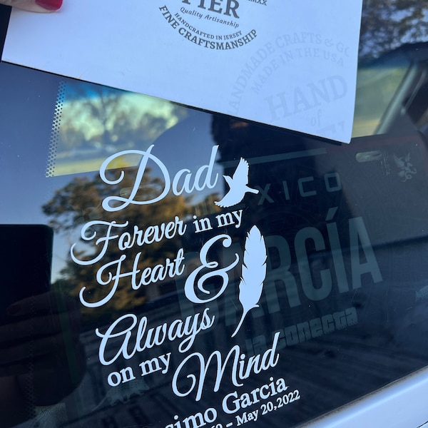CUSTOM Dad Forever in My Heart Decal - Custom Memorial Decal ...