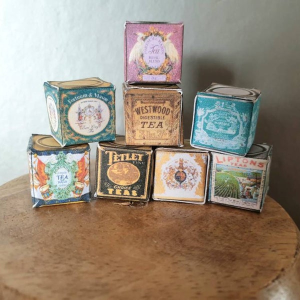 9 ENGLISH TEA Miniature Tin Set #1 – 1:12 Diy Printable Dollhouse ...