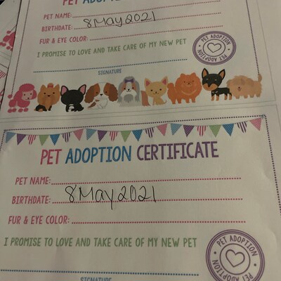 Pet Adoption Certificate, Pet Adoption Birthday Party, Puppy Birthday ...