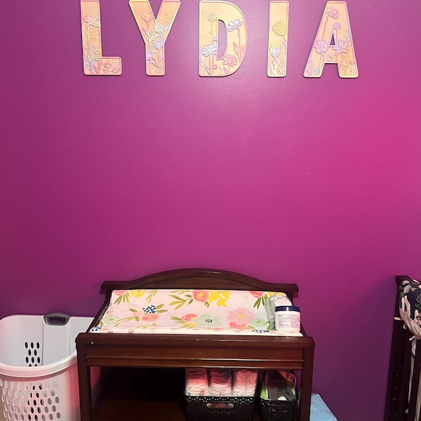 Personalised Ombré Floral Wooden Letters for Name Sign: Rainbow ...
