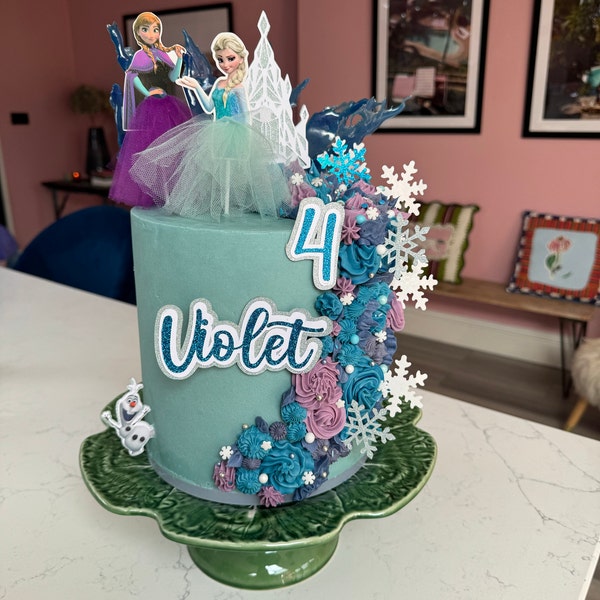 Frozen Cake Topper, Elsa Anna Cake Topper, Frozen Birthday Themed Cake ...