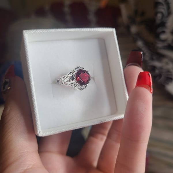Ruby Ring | 925 Sterling Silver | 2ct Simulated Red Ruby Gem Victorian ...
