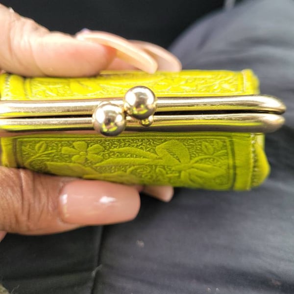 Cute Woman Change Purse • Small Coin Purse • Embossed Leather Clasp ...