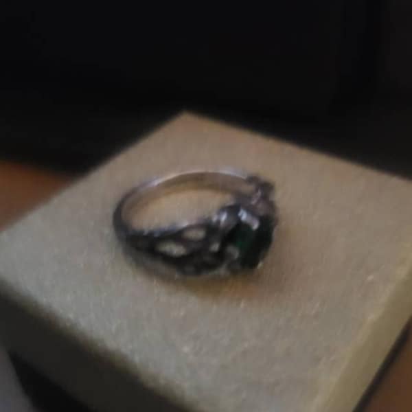 Elven Peridot Wedding Ring, Elven Engagement Ring, Dark Elven Silver ...