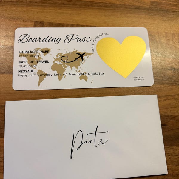 Personalised Holiday Boarding Pass, Scratch to Reveal Surprise, Holiday ...