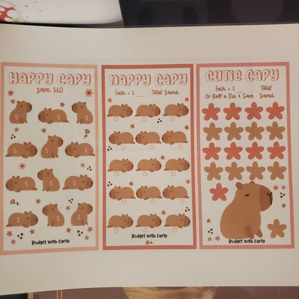 Capybara Savings Challenge Printable for Cash Stuffing | A6 Savings ...