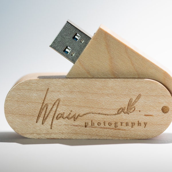 Wooden USB Stick. Wood USB Flash Drive Engraved With Logo or Text ...