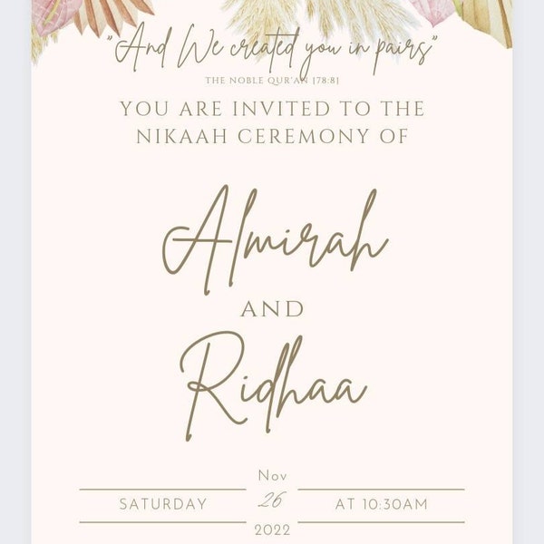 Editable Digital Muslim Wedding Invitation Template Nikkah Walimah ...