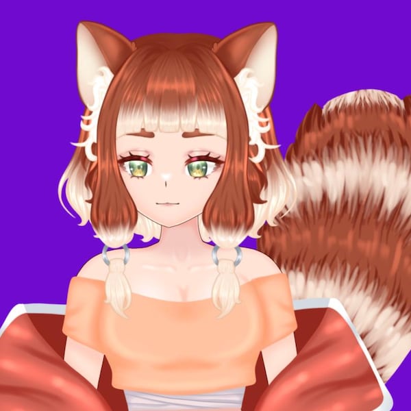Vtuber Premade Live 2D Vtuber Model : Red Panda Female Full Body ...