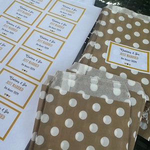 Personalised Wedding Favour Sweet Bags Sticker Birthday Candy Cart ...
