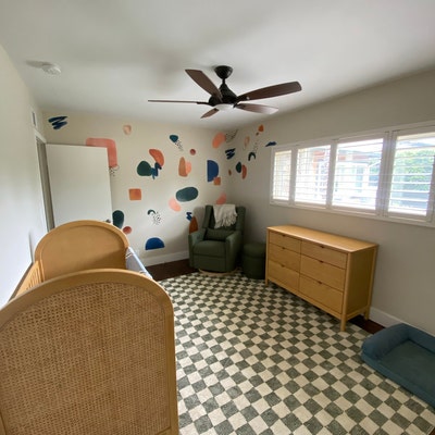 Retro Arch Checkered Pattern Wall Decal, Checkered Focal Wall Mural ...