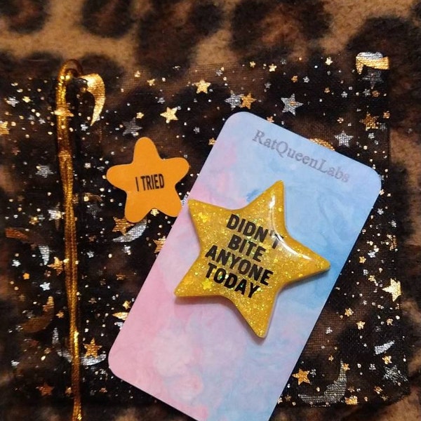 Gold Star Custom Resin Pins, Novelty Pins, Custom Text Pins, Quirky ...