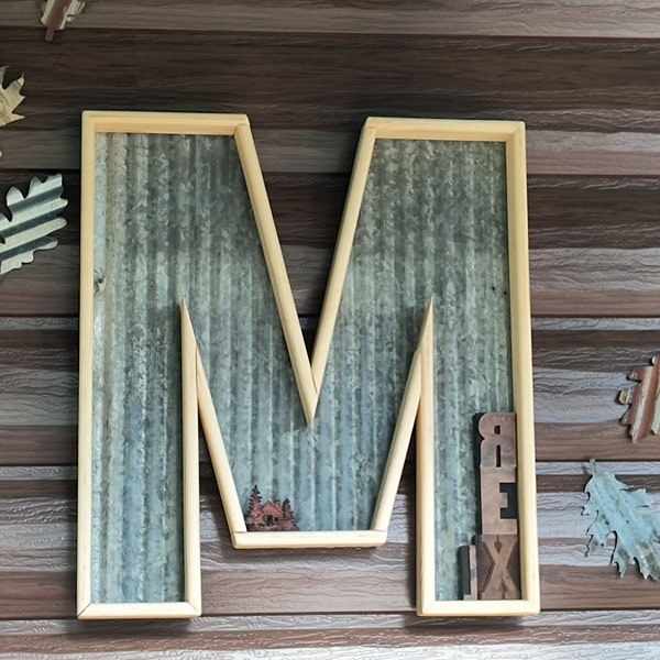 Large Metal Letters, 3D Rustic, Chunky Thick Metal Initials, Stained or ...