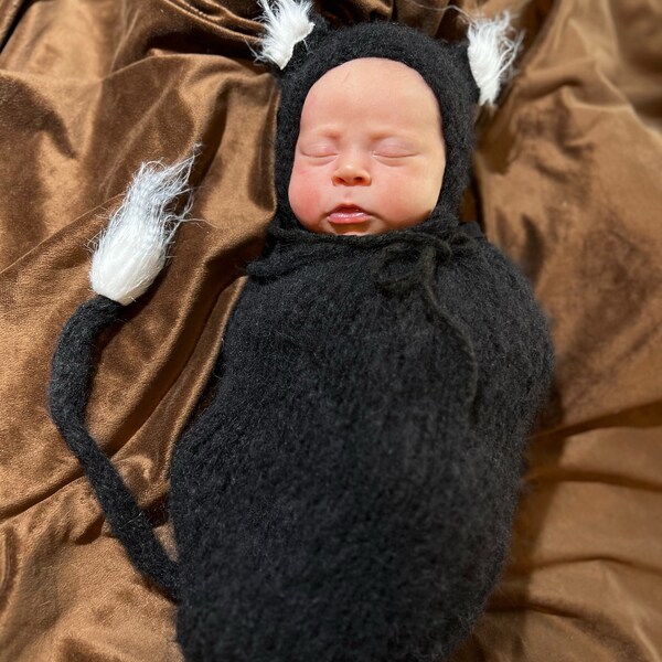 Little Mouse Mohair Bonnet and Short Pants - Handmade Newborn Mouse ...