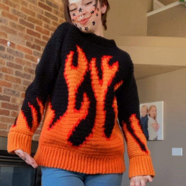 PDF: on Fire Crochet Sweater Pattern - Etsy