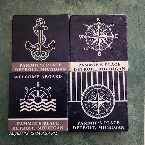 Custom Stone Coasters Set, Personalized Coaster With Text, Personalized ...