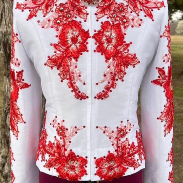 Red Flower Design Embroidered on Mesh Lace Fabric by the Yard | Floral ...