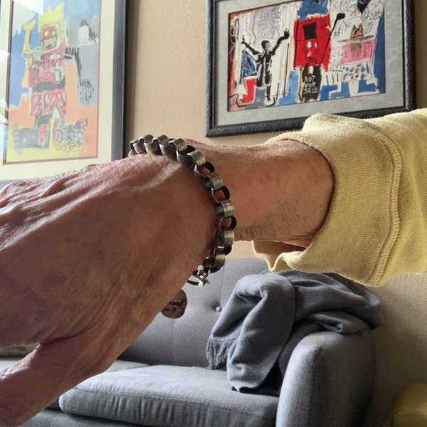 Sterling Silver Chain - Handmade Bracelet, Raw Oxidized Silver, Unisex ...