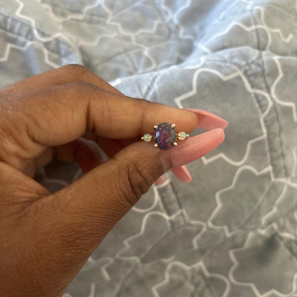 Cloudy Crystal Earthy Blue Fire Natural Oval Moonstone 14K Rose Gold ...