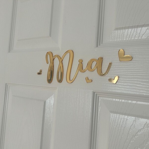 Coloured Acrylic Door Name Sign With Stars or Hearts - Nursery or ...