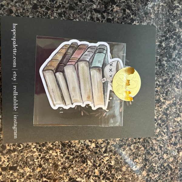 Book Stack With Tea Sticker, Vintage Book Sticker, Tea Sticker ...
