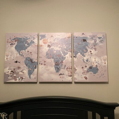 Nursery World Map Canvas Kids World Map Decor Large World Map ...