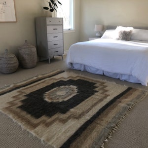 100% Wool Yellow Rug Rag Bedroom Stylish Boho Throw Rug | Etsy