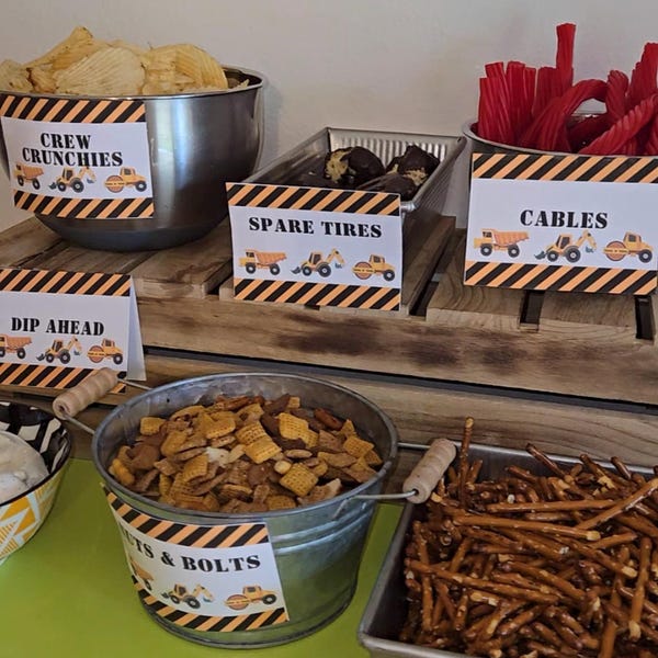 Construction Party Food Labels - Printable Construction Food Tent ...