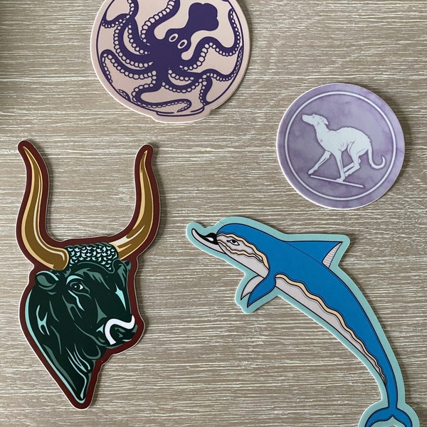 Dolphin Vinyl Sticker - Inspired by Minoan Fresco - Etsy
