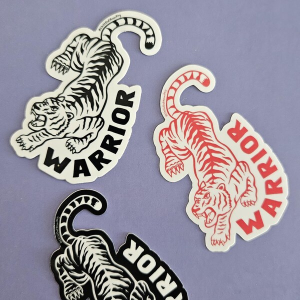 Tiger Warrior Cat Stickers, Fighter Sticker Pack, Gym Stickers, Fitness ...