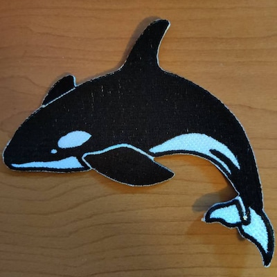 KILLER WHALE PATCH Iron-on Embroidered Porpoise Ocean Mammal Orca ...