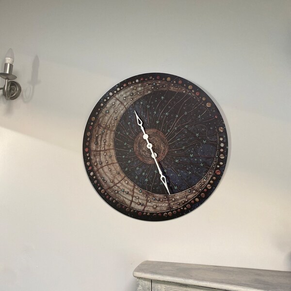 Sun and Moon Clock, Moon Wall Clock, Lunar Clock, Celestial Wall Clock ...