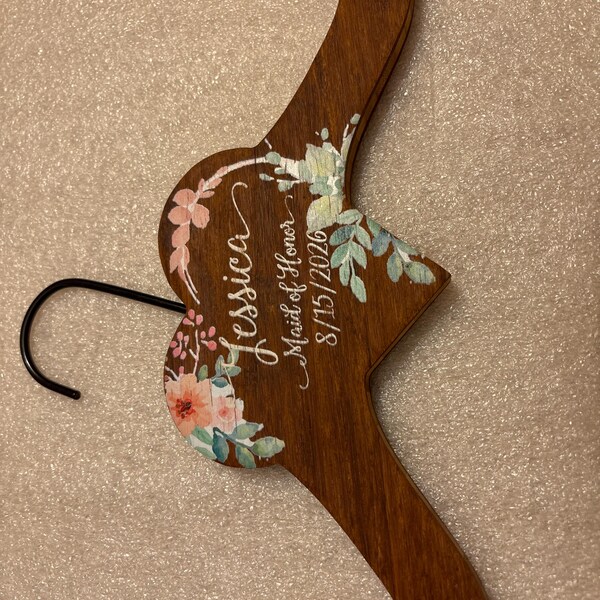 5 Shapes to Choose From | Personalized Wooden Hanger | Vine or Floral ...