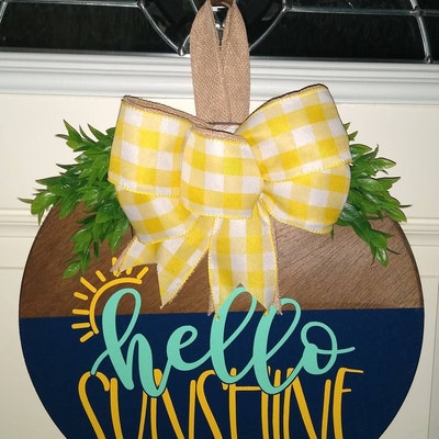 Summer Front Door Decor Hello Sunshine Summer Door Hanger Summer Wreath ...